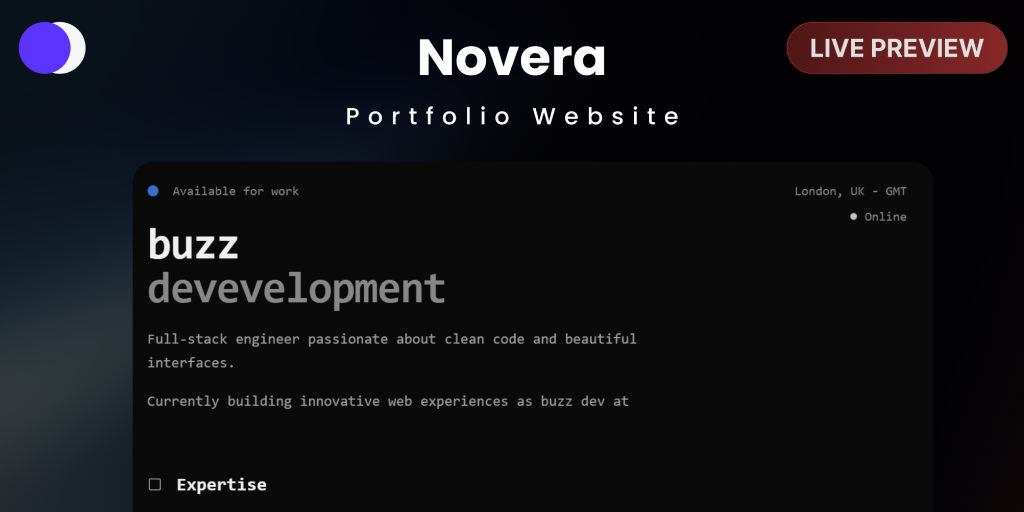 Novera - Minimilistic Portfolio Website | Shop | Buzz Development